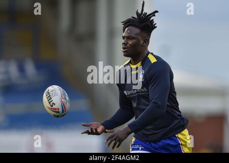 Eribe Doro (25) of Warrington Wolves goes over for a try in, on 6/24 ...