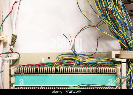 Punch-down block or BIX wafer in cable closet, MDF closet or ...