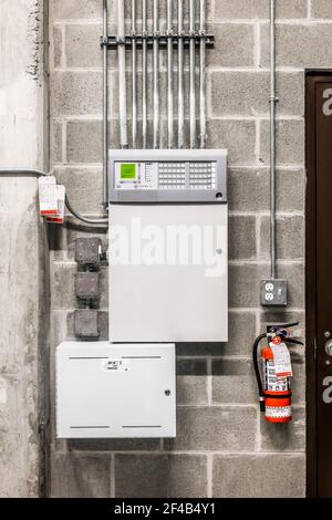 Fire alarm inspection tags with fire alarm panel. The labels are used ...