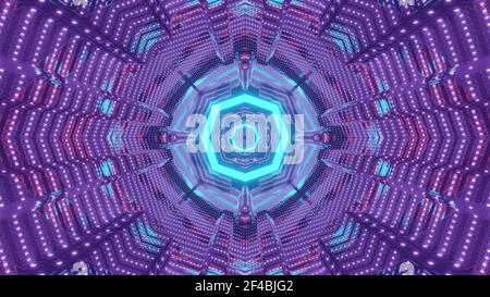 Abstract virtual tunnel with neon lights 3d illustration background ...