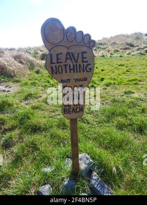 "Leave Nothing But Your Footprint on the Beach" - sign at West Kirkby ...