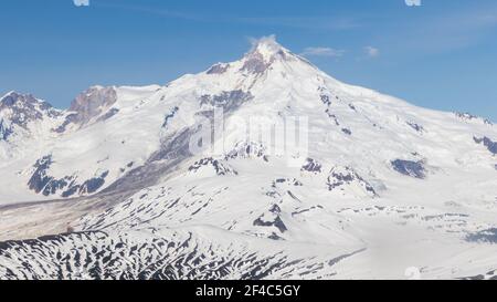 Aerial view of Redoubt Volcano (Mount Redoubt) in the Chigmit Mountains ...