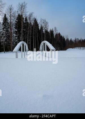 Haparanda / Sweden - MARCH 13, 2021: Wooden poles of an old tipi ...