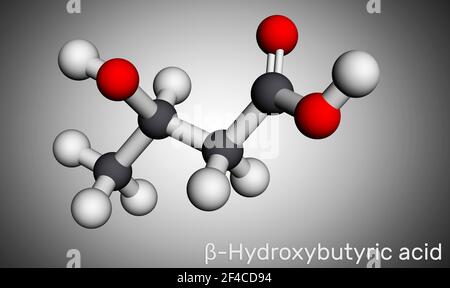 Beta-Hydroxybutyric acid, 3-hydroxybutyric acid molecule. It is beta ...