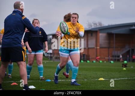 Gloucester, UK. 20th Mar, 2021. Hard tackle during the Allianz Premier ...
