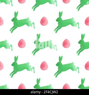 Seamless pattern with Easter Bunny, eggs. Happy Easter. Festive background. Design for banner ...