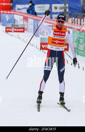 Jarl Magnus Riiber, of Norway, wins the gold medal in the nordic ...