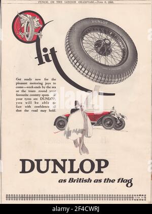 Vintage newspaper ad of Dunlop tires, Italy 1920s Stock Photo - Alamy