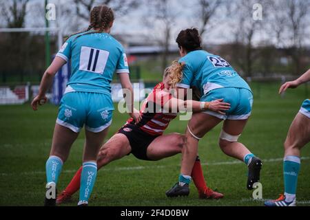 Gloucester, UK. 20th Mar, 2021. Gloucester-Hartpury celebrate a late ...