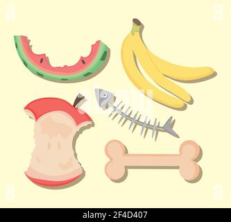 Watermelon waste icon flat vector. Food trash. Ecology vegetable ...