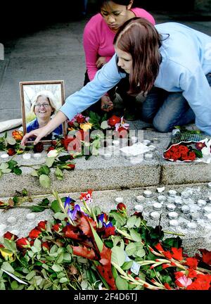 Pictures from Nyköping the day when Anna Lindh, then Minister of ...