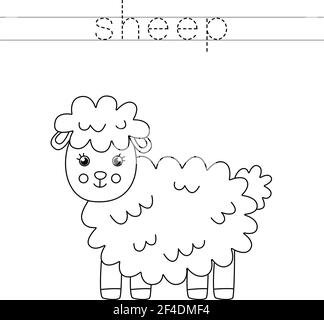 Tracing lines for kids with cute sheep, turkey and goat going to farm ...