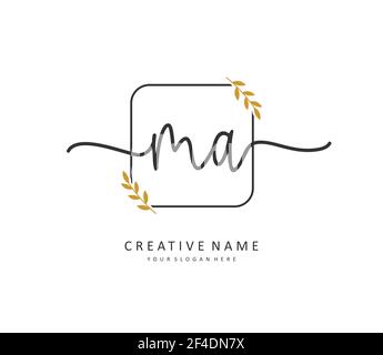 MA Letter Signature Logo Template elegant design logo. Hand drawn ...