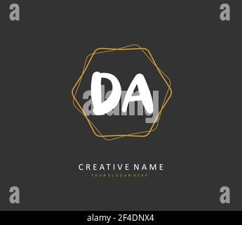 Initial letter DA logo template colored blue circle swoosh design for ...