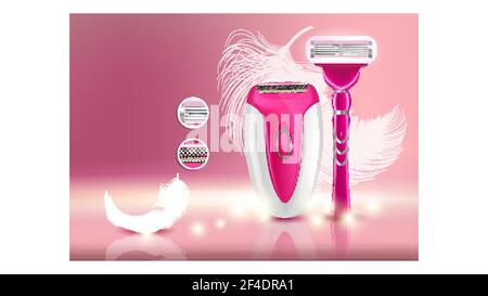 Shaving Razor And Epilator Advertise Banner Vector Stock Vector Image ...