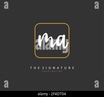 M A MA Initial letter handwriting and signature logo. Beauty vector ...