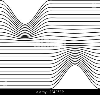 Abstract lines with distortion, deformation effect. Asymmetric ...