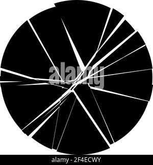 Shattered, fractured, broken geometric circle. Burst, explosion effect ...