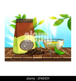 Green Tea Creative Promo Advertising Poster Vector Stock Vector Image ...