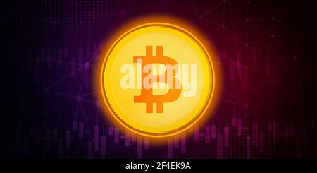 Abstract Glowing Bitcoin Technology backdrop with world map background ...