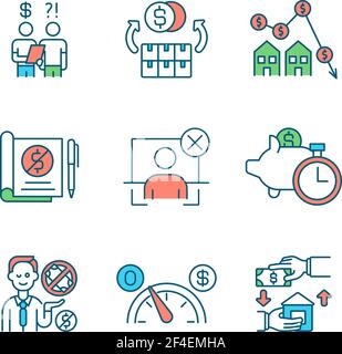 Money debt RGB color icons set Stock Vector Image & Art - Alamy