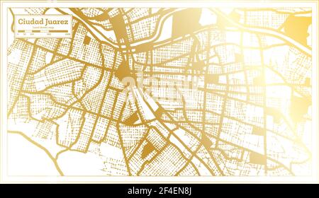 Ciudad Juarez Mexico City Map in Retro Style. Outline Map. Vector ...