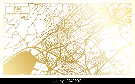 Biel Switzerland City Map in Retro Style. Outline Map. Vector ...