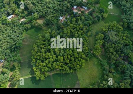 Aerial view of a rural area of Bhaluka of Mymenshing district ...