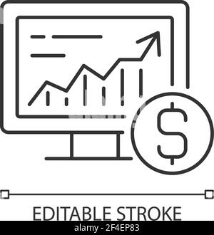 Trading analysis icon, linear isolated illustration, thin line vector ...