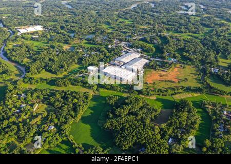 An aerial photo shows how the industry grabs the forest area and ...