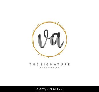 A vector Illustration of Golden VA Monogram Initial Logo Sign in black ...