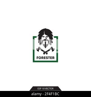 Logo forester. Vector logo lumberjack, black, one-color. Ready-made ...