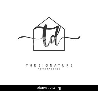 TD Initial letter handwriting and signature logo. A concept handwriting ...