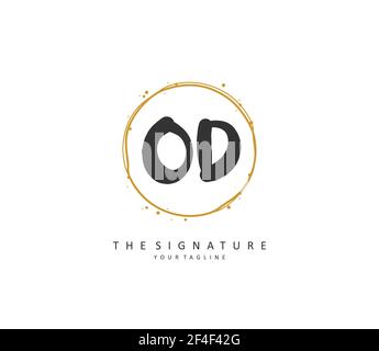 OD Initial letter handwriting and signature logo. A concept handwriting ...