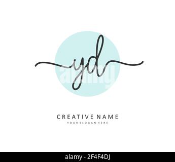 YD Initial letter handwriting and signature logo. A concept handwriting ...