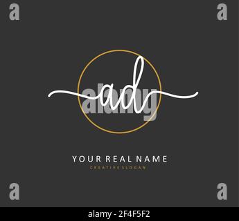 Initial Letter AD Logo - Handwritten Signature Style Logo - Vector Logo ...