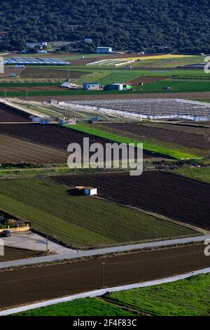 Polje de Zafarraya viewed while hiking the La Cuna trail, Spain, Europe ...