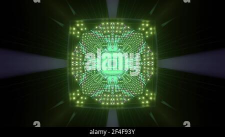 A 3D rendering of a cool square kaleidoscopic futuristic tunnel in ...