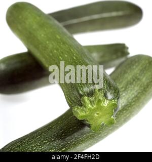 Long zucchini or courgettes, vegetables against white background Stock ...