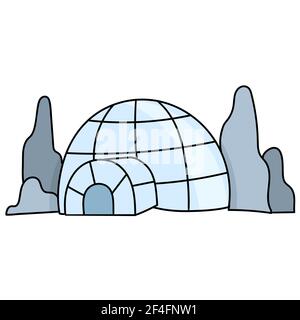 igloo cartoon image of ice house, doodle kawaii. doodle icon image ...