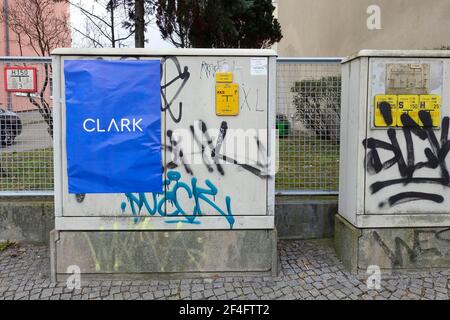 Advertisement for the insurance manager Clark in Berlin Stock Photo - Alamy
