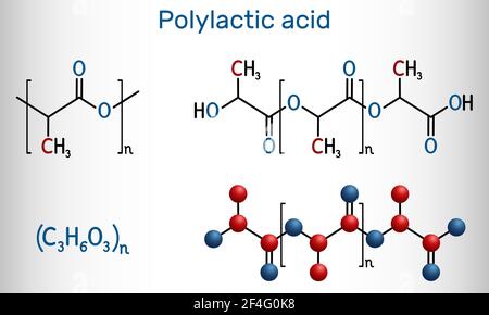 Polylactic acid, polylactide, PLA molecule. It is polymer, bioplastic ...