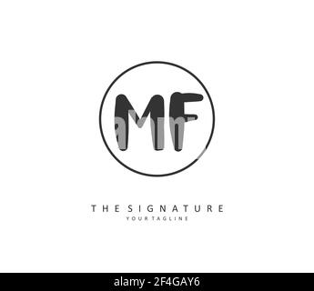 MF Initial letter handwriting and signature logo. A concept handwriting ...