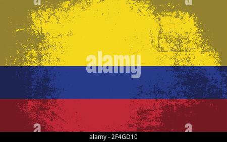 Columbia flag with waving grunge texture. Vector background Stock ...