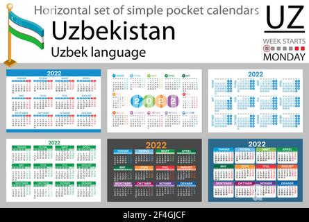 Uzbek horizontal set of pocket calendars for 2021 (two thousand twenty ...