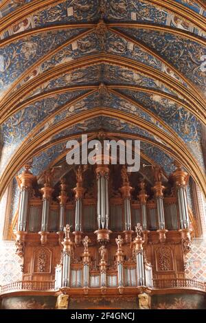 Organ and the painted ceiling, interior of the church Stock Photo - Alamy