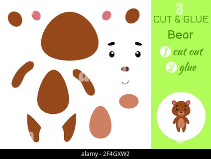 Cut and glue paper little bear. Kids crafts activity page. Educational ...