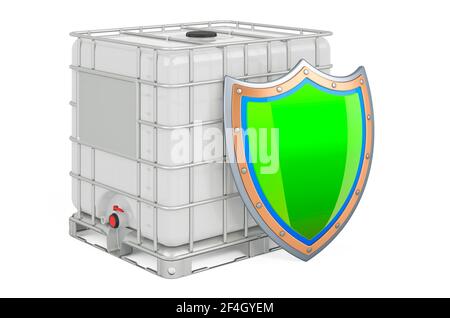 Plastic Water Tank with shield, 3D rendering isolated on white ...
