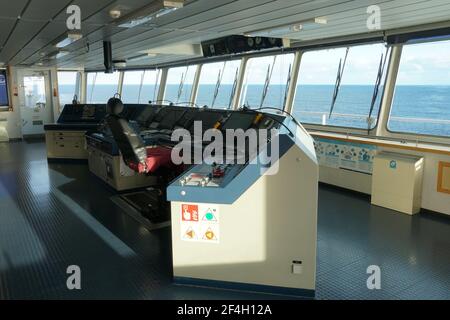 Control panel of industrial cargo ship, closeup photo with selective ...