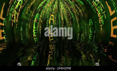 Binary data reflecting in water Stock Photo - Alamy
